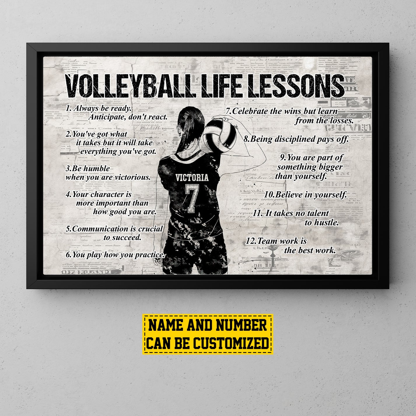 Volleyball Life Lessons, Personalized Motivational Volleyball Canvas P ...