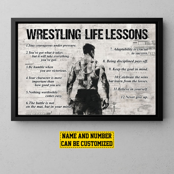 Wrestling Life Lessons, Personalized Motivational Wrestling Canvas Pai ...