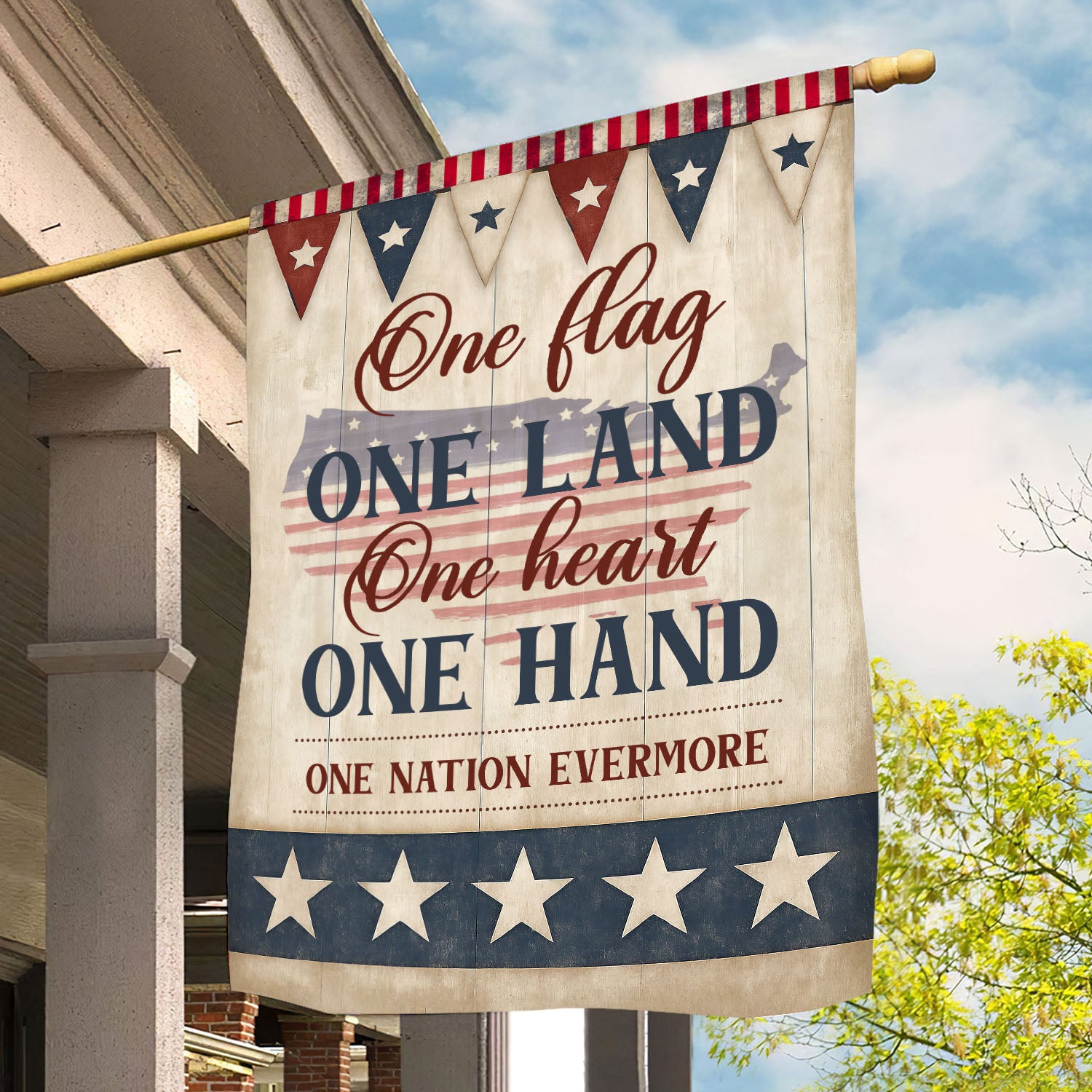 July 4th American Garden Flag House Flag, One Flag One Land One Heart ...
