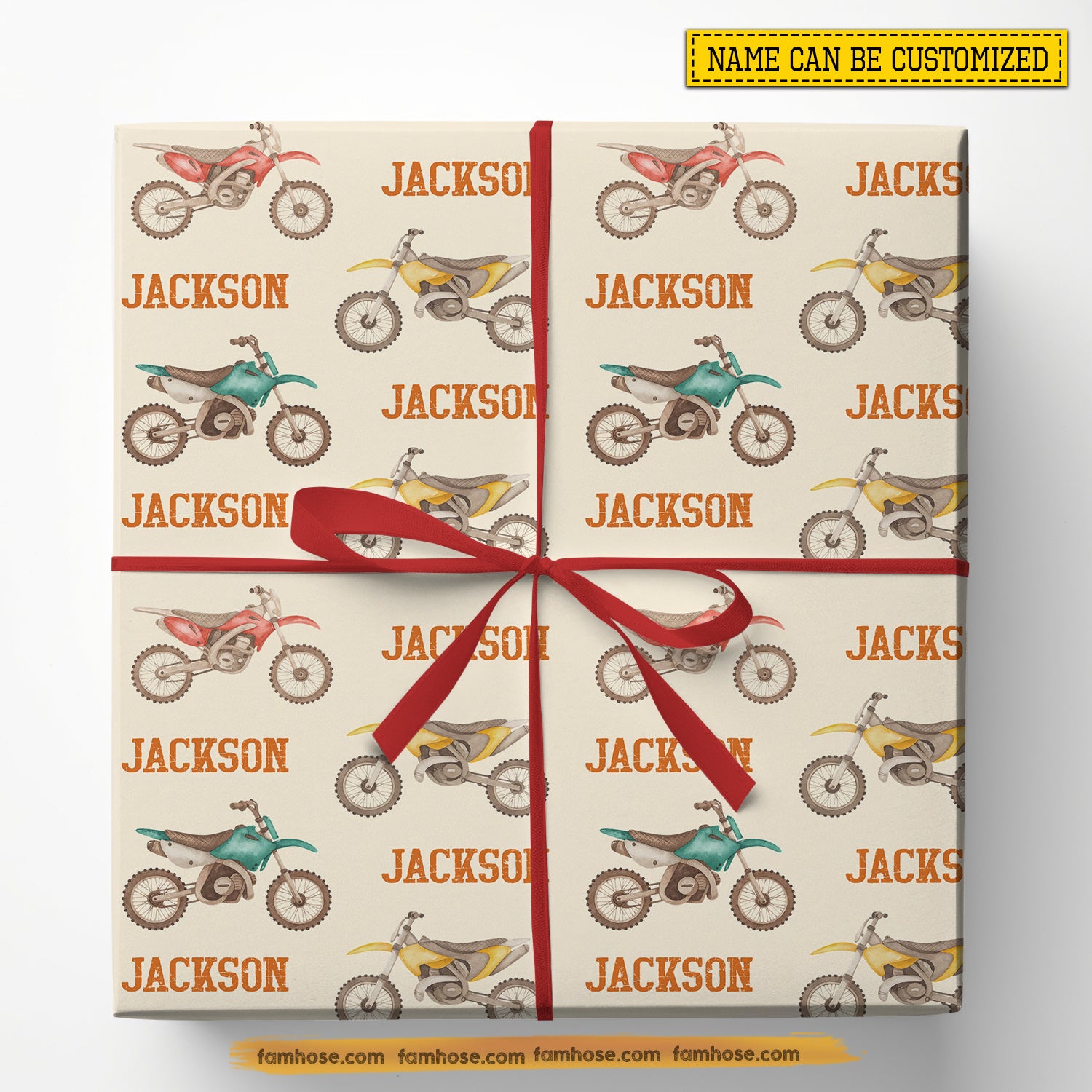 Personalized Dirt Bike Wrapping Paper, Dirt Bike Pastel Wrapping Paper ...
