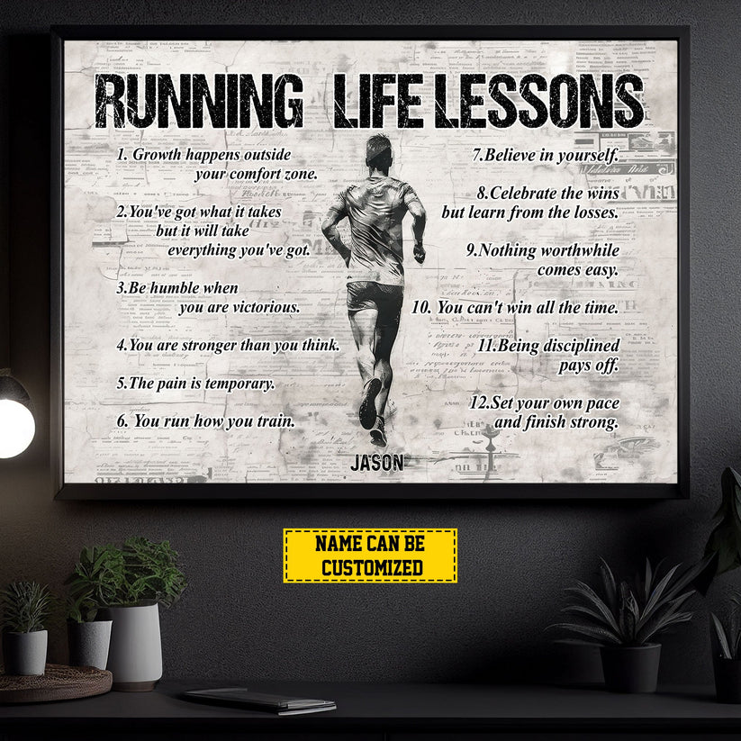 Running Life Lessons, Personalized Motivational Running Canvas Paintin ...