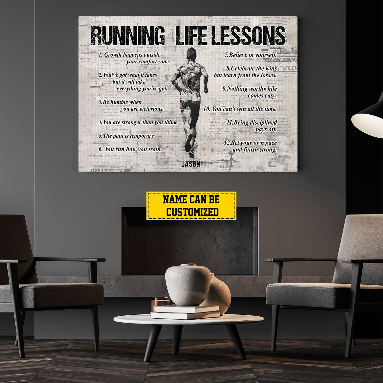 Running Life Lessons, Personalized Motivational Running Canvas Paintin ...