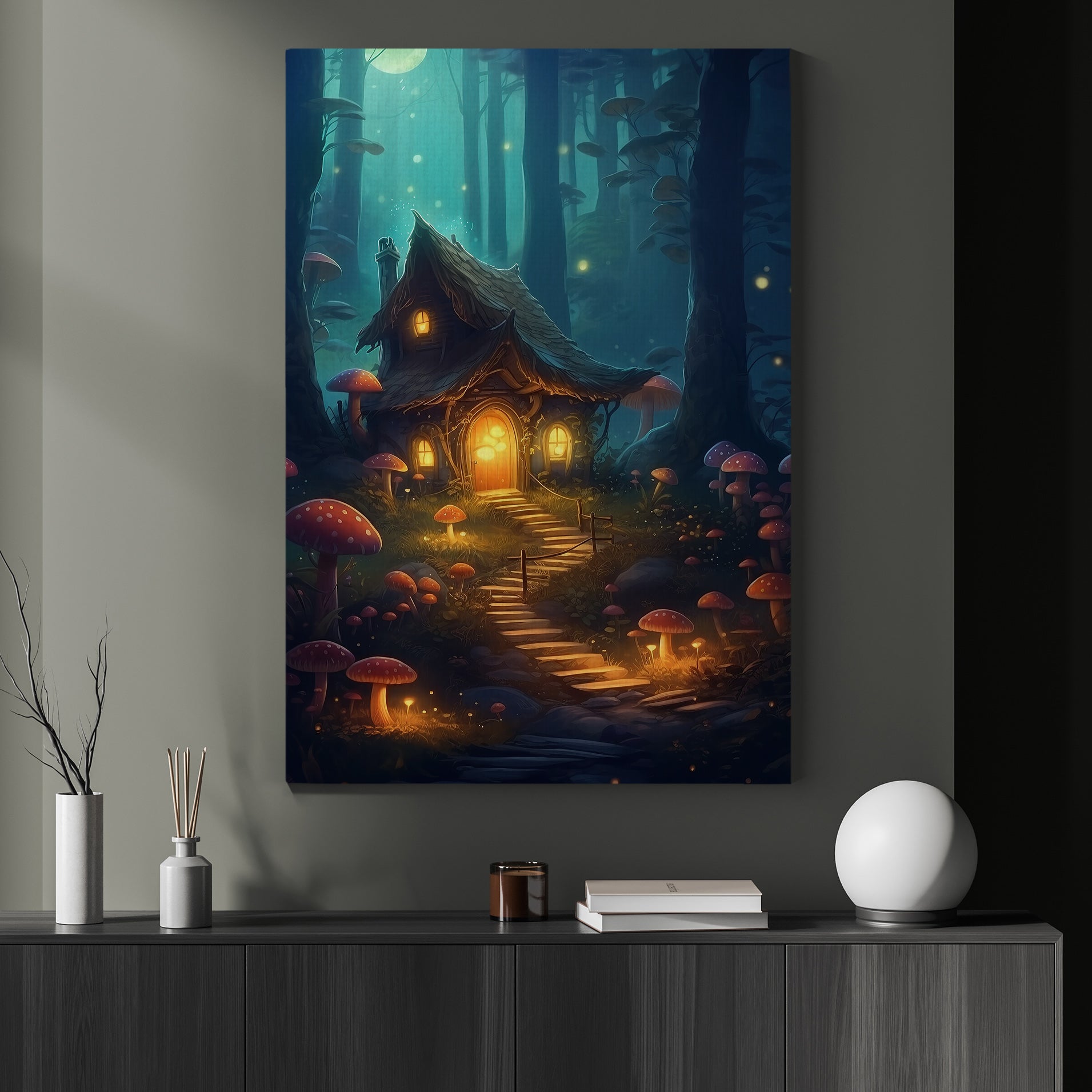 Magic House In Mysterious Forest Painting, House Canvas Painting, Wall ...