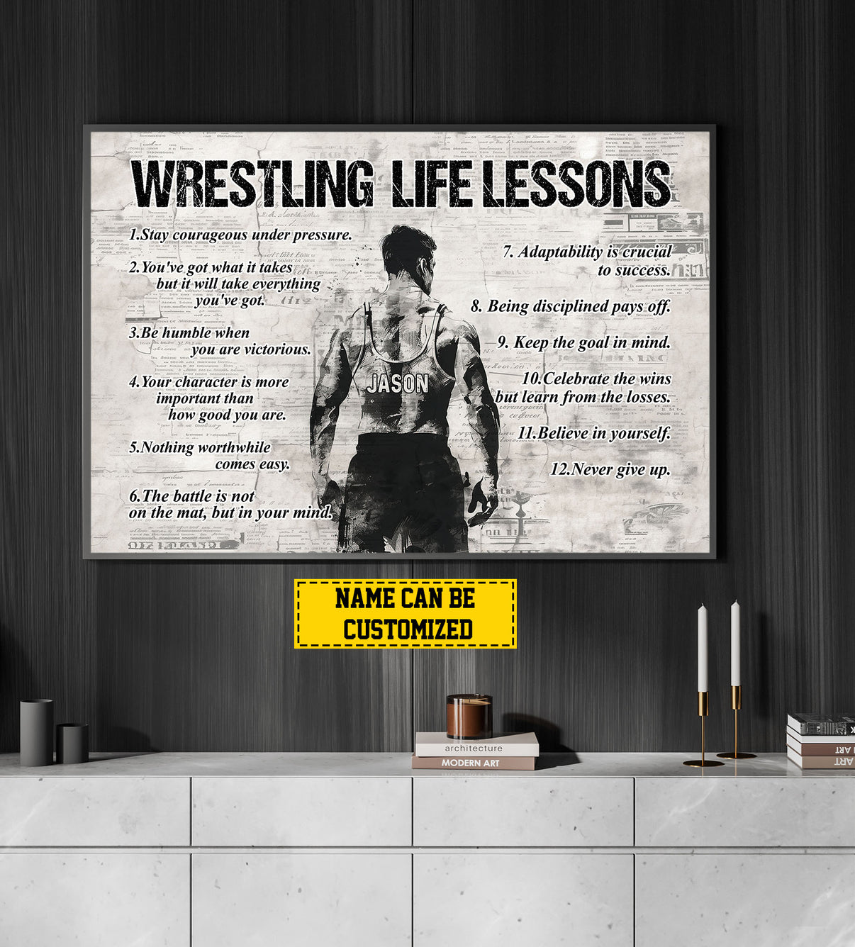 Wrestling Life Lessons, Personalized Motivational Wrestling Canvas Pai ...