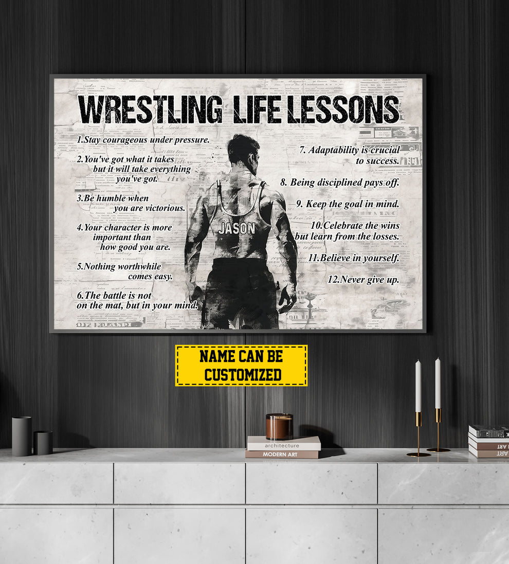 Wrestling Life Lessons, Personalized Motivational Wrestling Canvas Pai ...