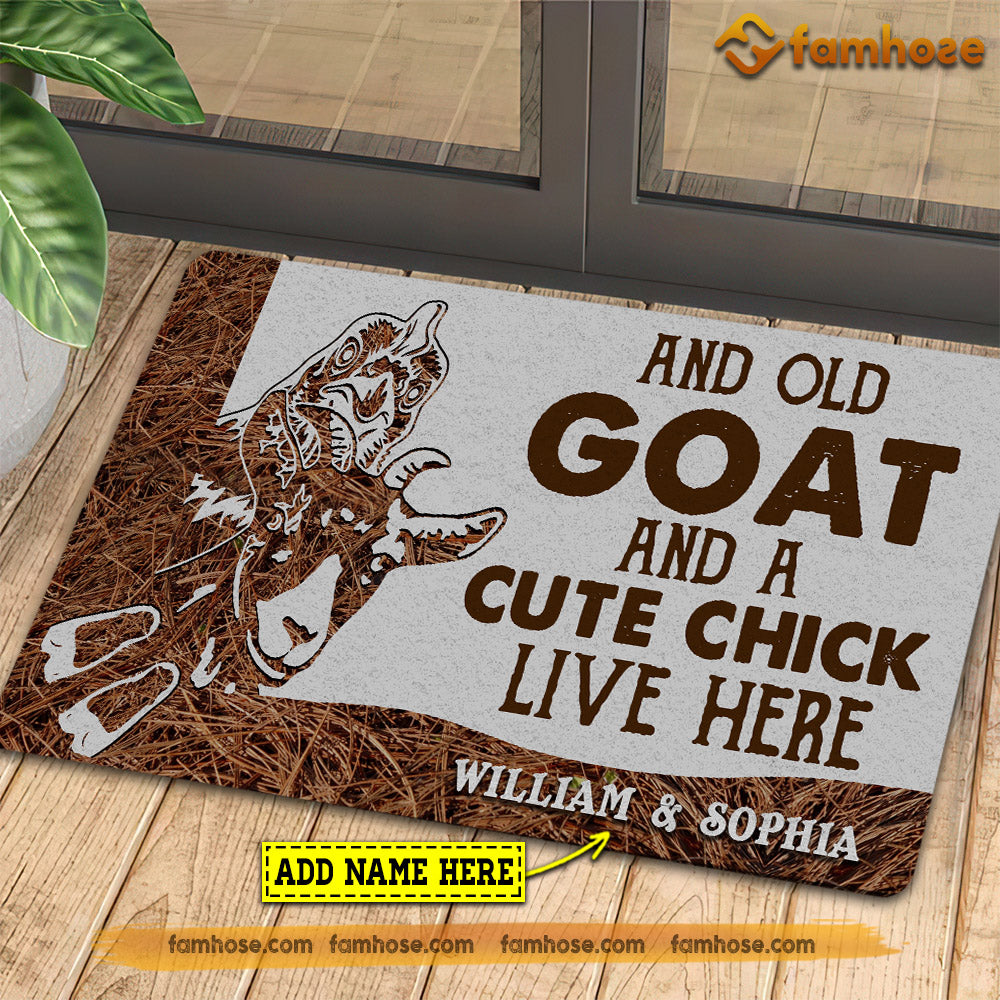 Personalized Goat Doormat, An Old Goat A Cute Chick Live Here Gift For ...
