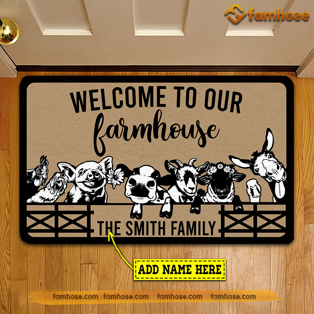 Personalized Farm Animal Doormat, Welcome To Our Farmhouse Gift For Fa ...