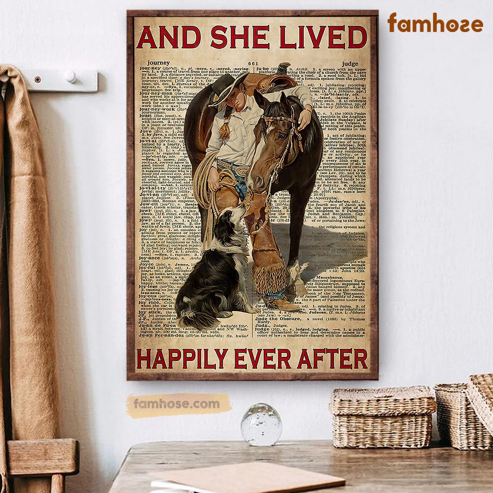 Horse Poster & Canvas, And She Lived Happily Ever After, Cowgirl Canva ...