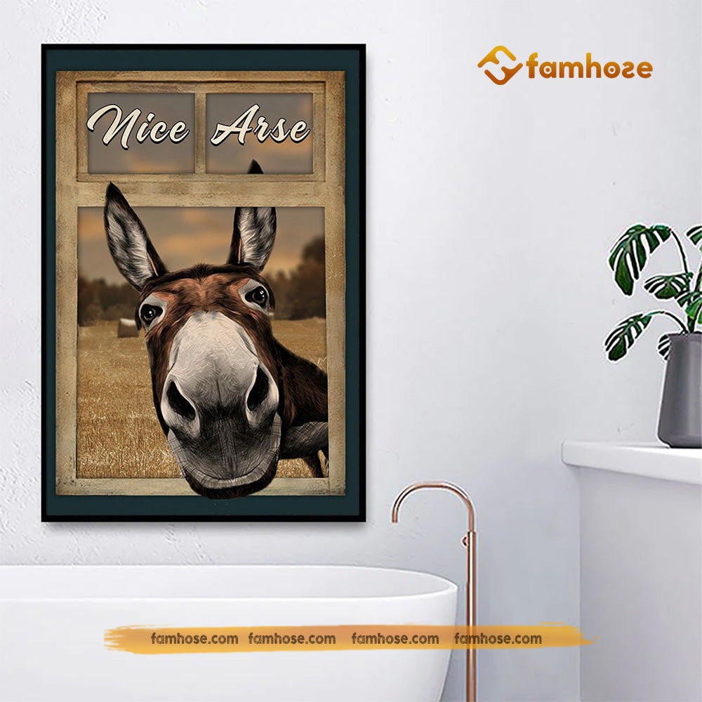 Funny Donkey Bathroom Poster & Canvas, Nice Arse, Donkey Canvas Wall A – Famhose