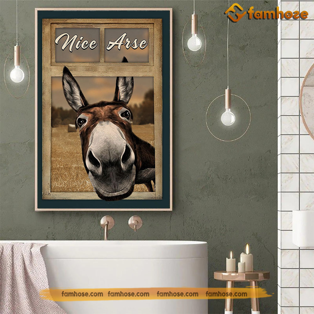 Funny Donkey Bathroom Poster & Canvas, Nice Arse, Donkey Canvas Wall A ...